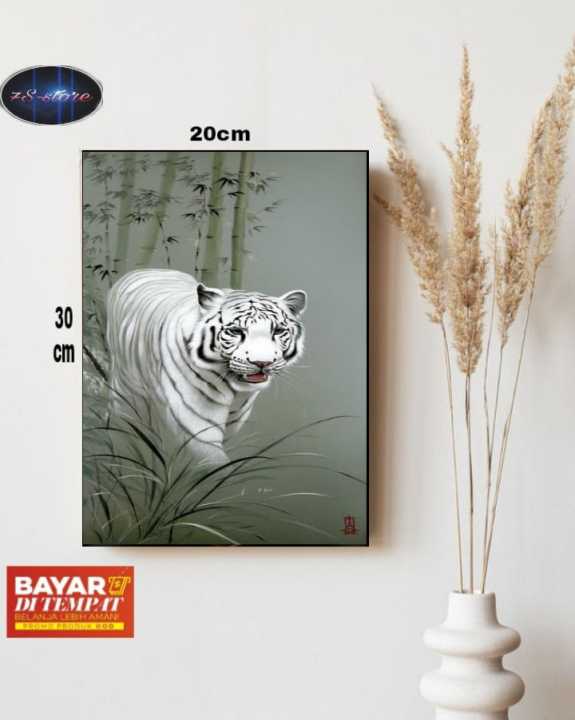 HIASAN DINDING MACAN PUTIH/POSTER KAYU MACAN PUTIH/POSTER MACAN PUTIH ...