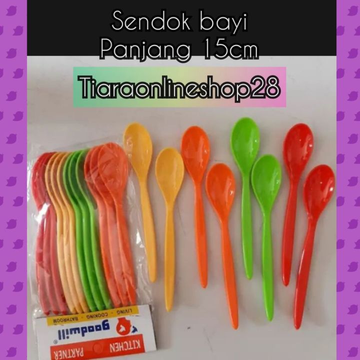 1 pck (12pc) sendok baby / sendok plastik / sendok makan bayi 15cm ...