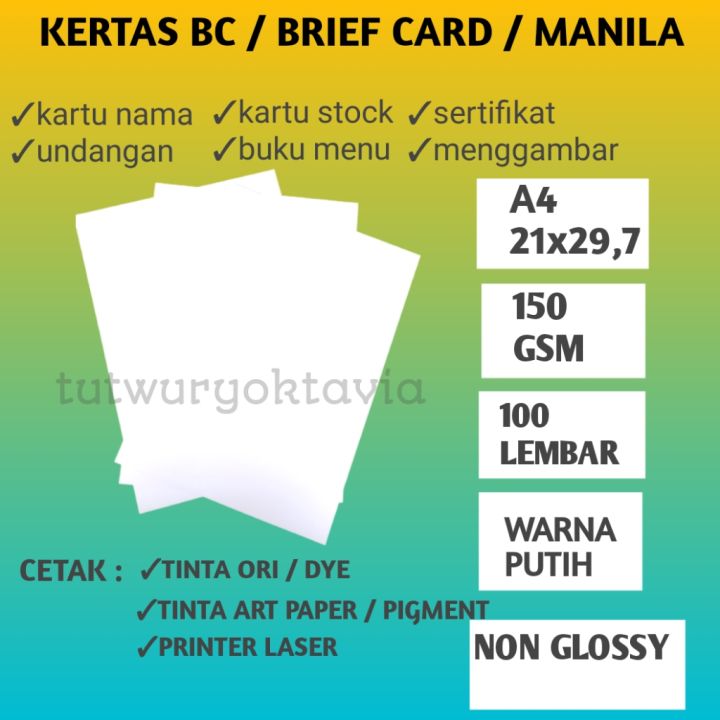 kertas brief card 150 GSM isi 100 lembar ukuran A4 | Lazada Indonesia