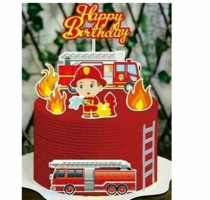 Topper cake kue ulang tahun pemadam kebakaran damkar free nama dan ...