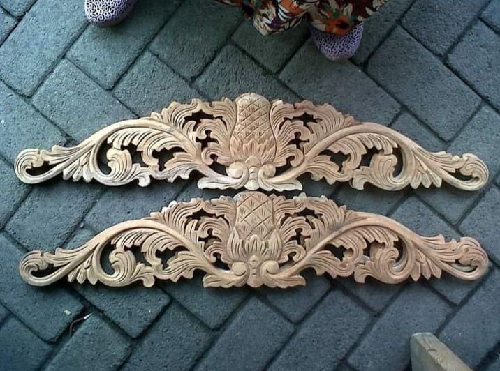 UKIRAN TEMPEL MAHKOTA NANAS 17x80cm KAYU MAHONI, UKIRAN JEPARA | Lazada ...