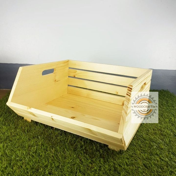 Wooden Crate Stackable Bin L-12.5" W-11.5" H-6.5" | Lazada PH