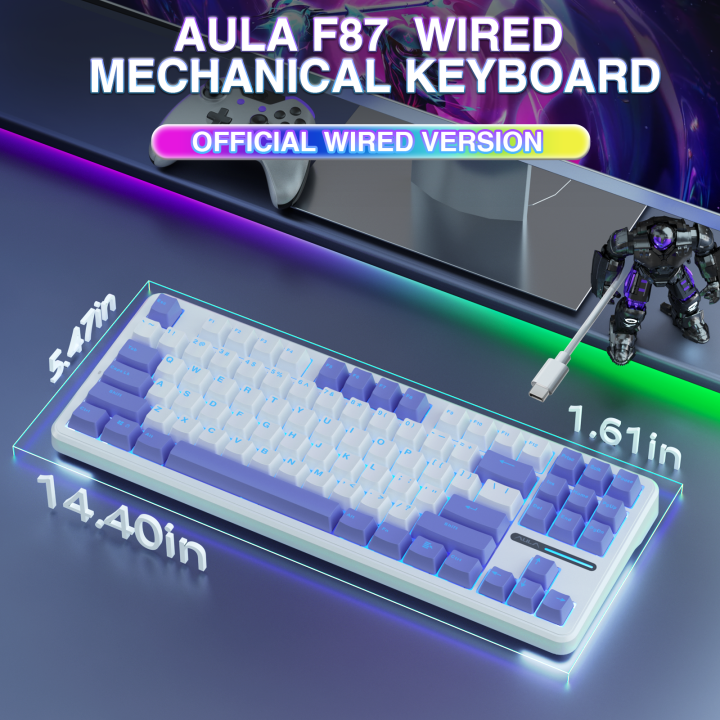 AULA F87 Wired Single Backlight Gasket Structure Keyboard Hot-swap ...