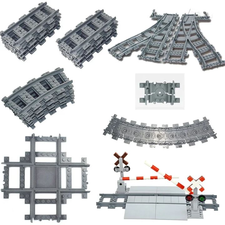 City Trains DIY Building Blocks Straight Curved Rail Bricks Parts ...