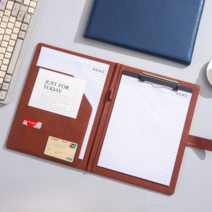 Leather A4 Magnetic Multi-Functional Business Document Folder Manager ...