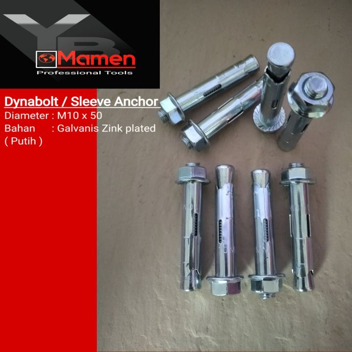 Dynabolt M10 / Dinabolt M10x50 Galvanis / Sleeve Anchor M10x50 Galvanis ...
