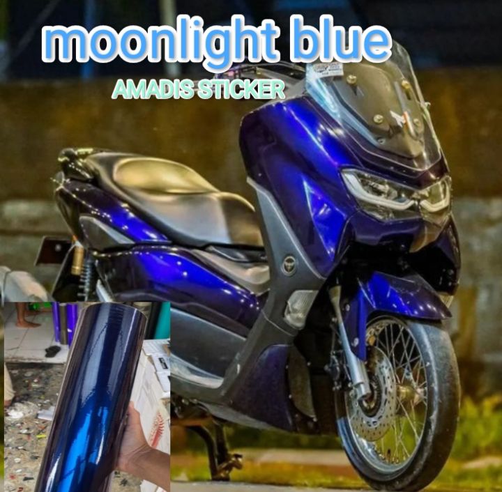 STIKER SKOTLET MOTOR HITAM LEMBAYUNG BIRU SCOTLITE MOTOR MOONLIGHT BLUE ...