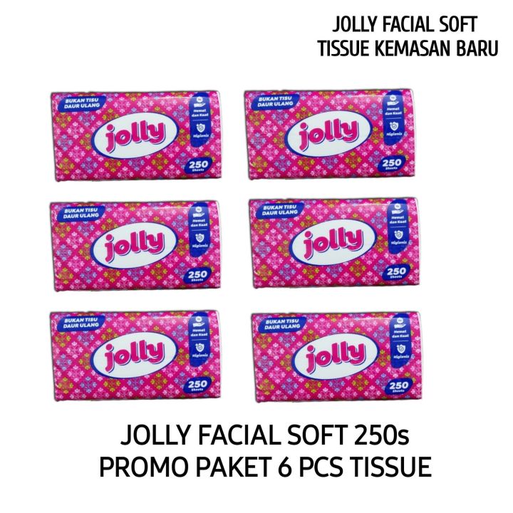 Paket 6 Pcs Jolly Facial Soft Tissue Wajah 250s 2 Ply Serba Guna Bahan ...