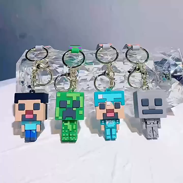 Móc khóa hoạt hình anime bằng cao su PVC 3D thời trang Minecraft ...
