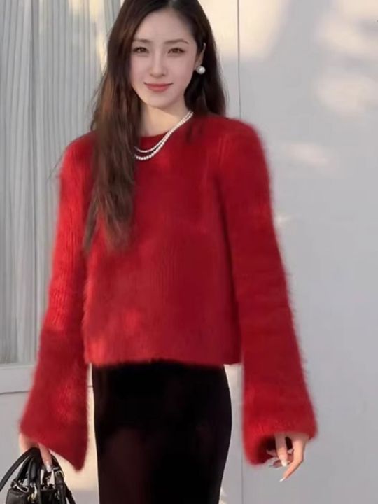 เรียบหรู ธีมคริสต์มาส ผู้หญิง เสื้อผ้าถัก นุ่ม ขนหมี เสื้อสเวตเตอร์ สวย ...