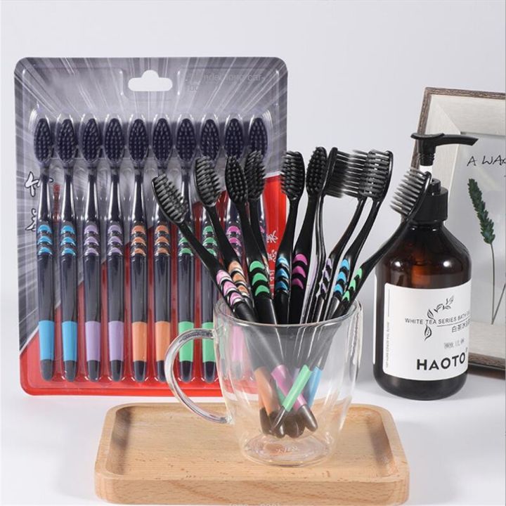 10 pack of soft bamboo charcoal adult student toothbrushes | Lazada PH