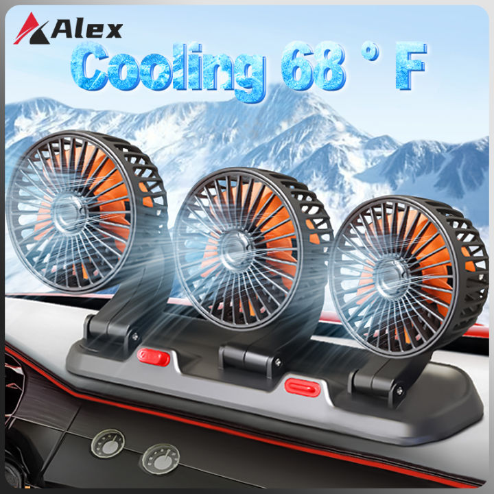 Car Fan 24V Three Headed Auto Cooling Air Fan 360 Degree Rotation ...