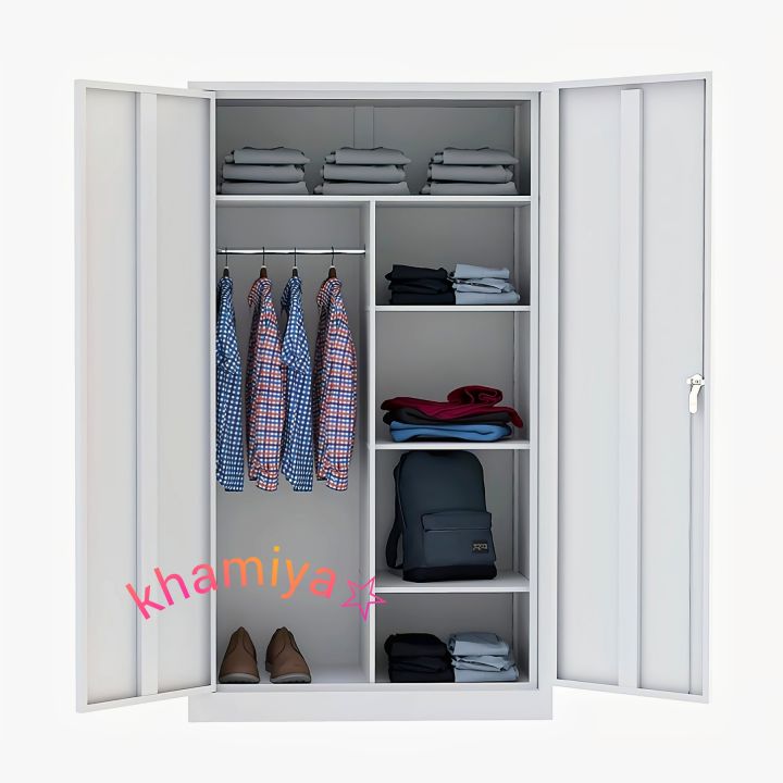 Metal Wardrobe Cabinet with shelves, Lockable Storage Cabinet, Multi ...