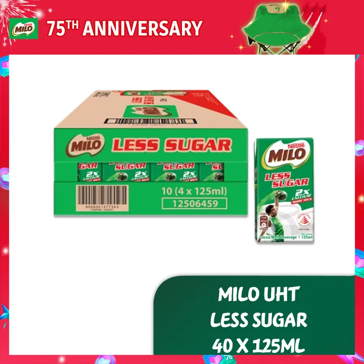 [Carton] MILO UHT Less Sugar Chocolate Malt Packet Drink 10 (4 x 125ml ...