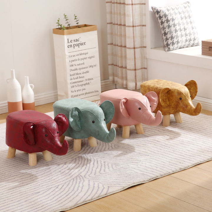 Solid Wood Animal Stool Cartoon Shape Log Footstool Home Stool Doorway ...