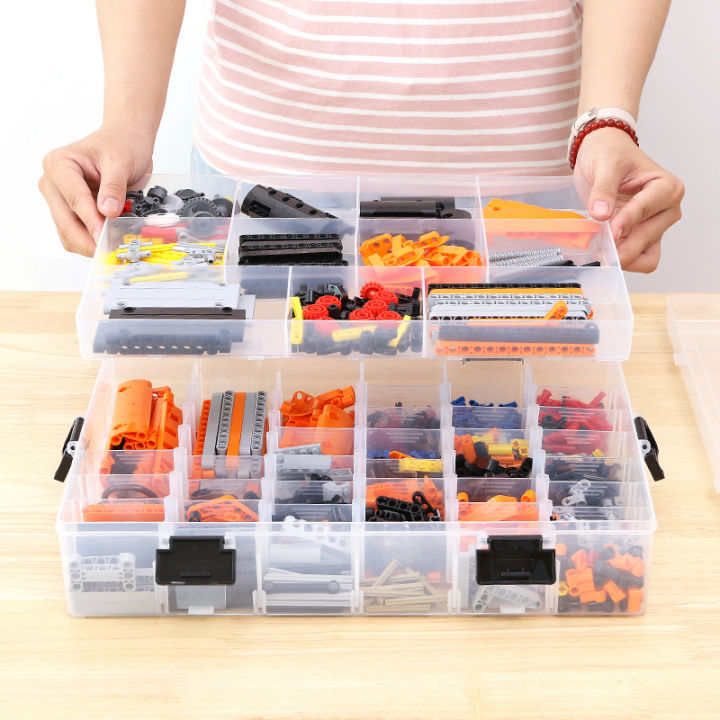 Lego Assemble Storage Box Partitioned and Transparent Multi-Layer Small ...