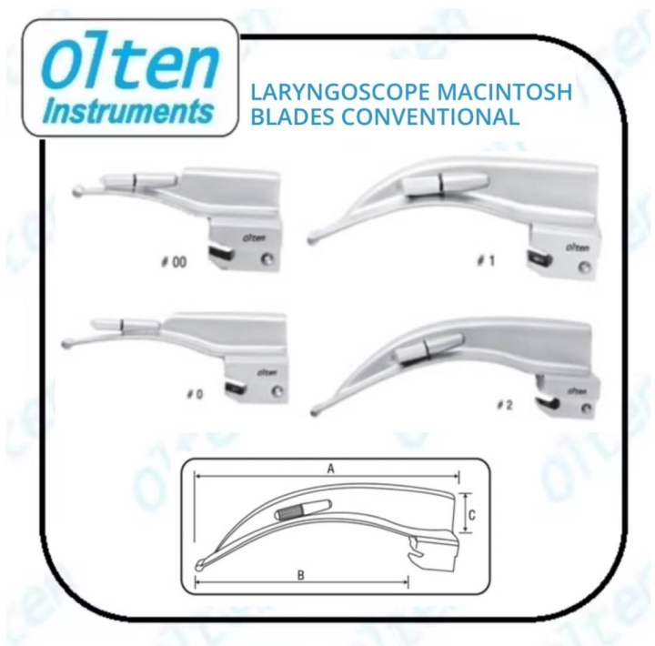 ENT DIAGNOSTIC Laryngoscope Blade Conventional/ Fiber Optic ( Macintosh ...