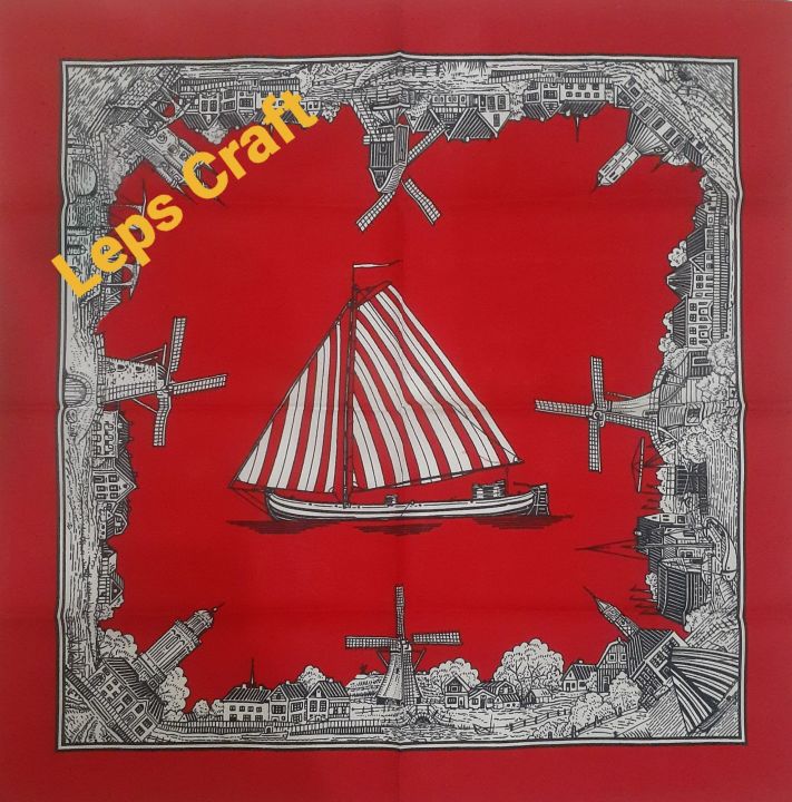Lenso Merah, Saputangan Asal Belanda. (Motif 1 Kapal Layar & Kincir ...