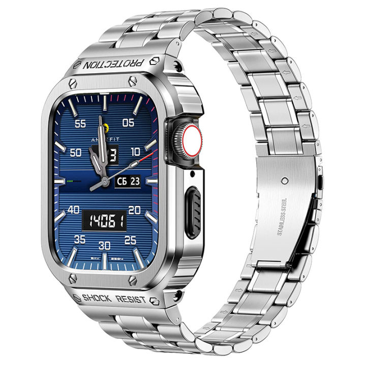 Dây đeo thép không gỉ 45mm 44mm + Ốp cho vòng đeo đồng hồ Apple Vỏ ...