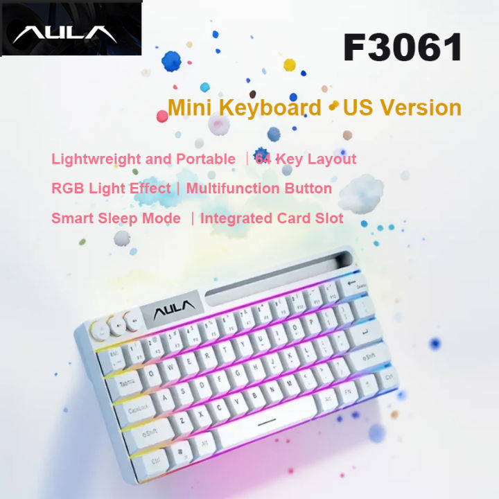 AULA F3061 Mechanical Touch Feel Keyboard 61 Keys Wired Mini Keyboard ...