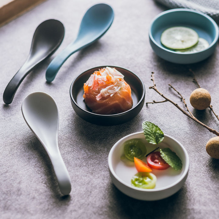 Nordic Style Ceramic Sauce Dish Soup Spoon Condiment Plate Small Spoon ...