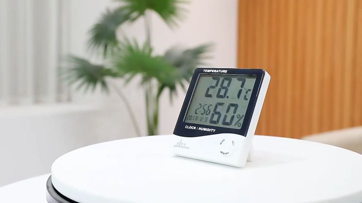 LCD Electronic Digital Temperature Humidity Meter Clock Thermometer ...