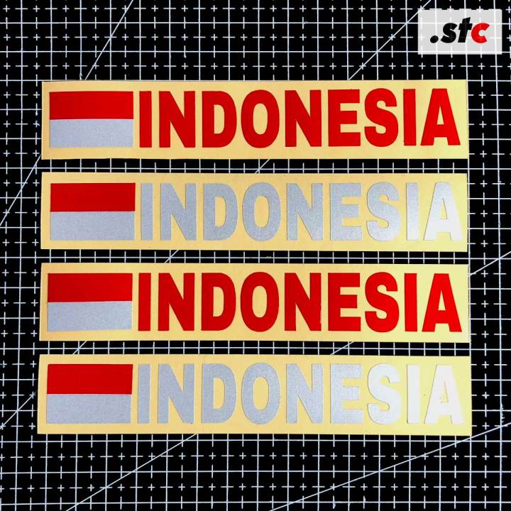 (isi 4 Stiker) Sticker Indonesia + Bendera Cutting 14 x 2 CM Bahan ...
