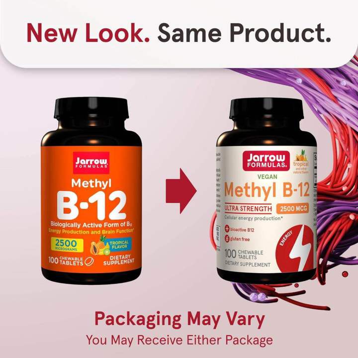Vitamin B12 รสผลไม้รวม 2500 mcg, Jarrow Formulas, Methylcobalamin ...