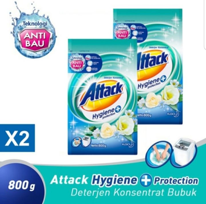 Attack Hygiene Plus Protection Deterjen Bubuk Konsentrat 800gr Isi 2Pc ...