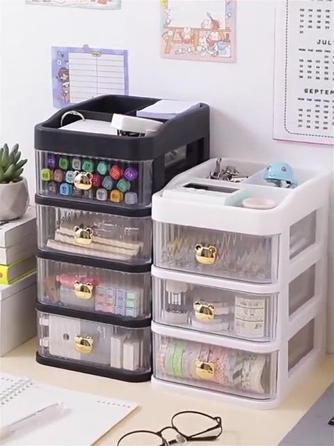 Transparent Desktop Storage Drawer Desk Organizer Office Home ...