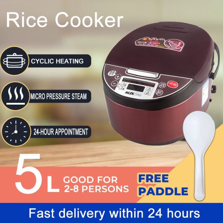 5L Stainless Steel Rice Cooker w/ Steamer | 10 Cups | 900W | 6-10 ...