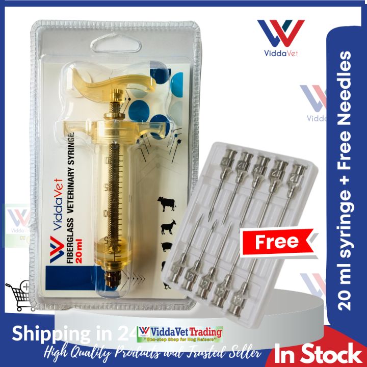 20 ml Fiberglass syringe + 10 pcs SharpVet stainless needles syringe ...