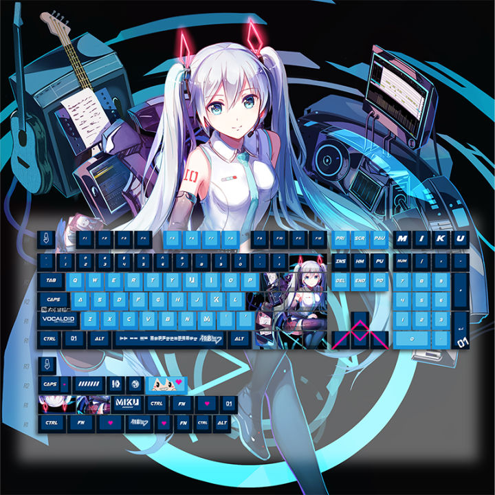 Dakoto Pain PBT Hot Sublimation Keycaps Miku Anime Onion Girl Wireless ...