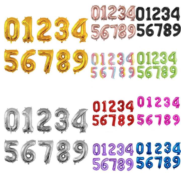 [SG Seller] 32Inch Number Foil Balloon Gold Silver Rose gold Number ...