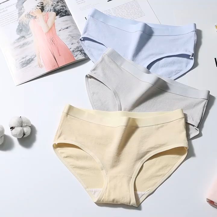 MeooLiisy Women Cotton Underwear Simple Breathable Girls Briefs Mid ...
