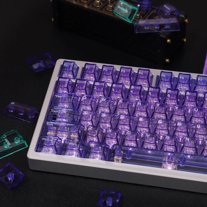 【Keycap Only】Crystal Purple Transparent Keycap 156 Keys Cherry Profile ...