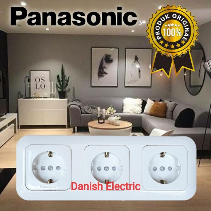 PANASONIC STOP KONTAK TANAM TEMBOK 3 GANG COLOKAN LISTRIK 3 LUBANG ...