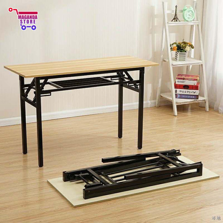 Folding desk household office Computer table Stainless steel solid wood ...