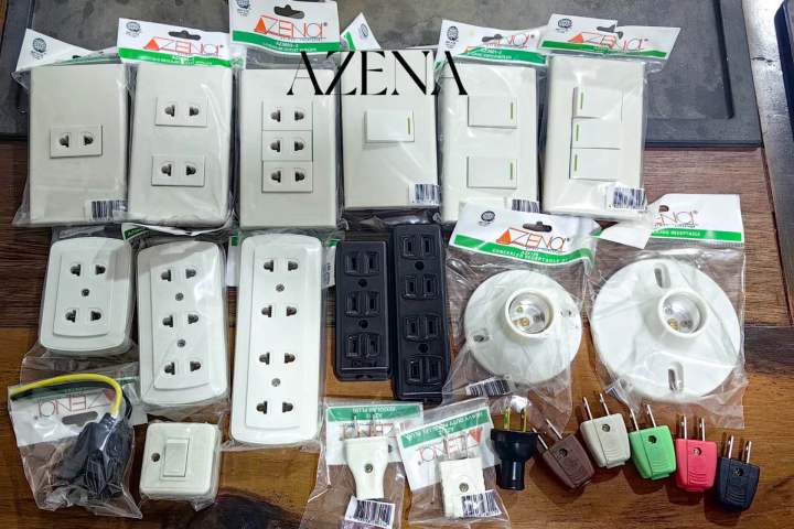 AZENA SWITCH W/ PLATE & OUTLET W/ PLATE/ UNEVERSAL OUTLET/ SPRING TYPE ...