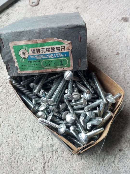 Baut Seng Plus Mur Segiempat Roofing Bolts and Nuts putih galvanis 1/4 ...