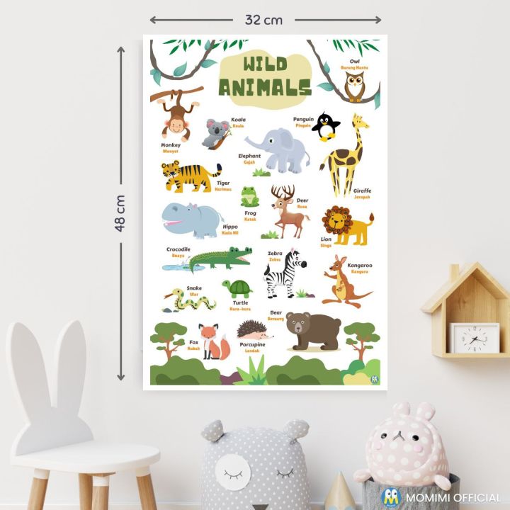 Poster Edukasi Anak Mengenal Hewan Laut Hewan Liar Hewan Ternak A3 ...
