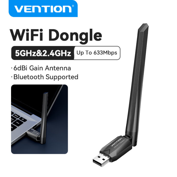 Vention USB WIFI Dongle 6dBi High Gain Antenna AC650 Network Adapter ...