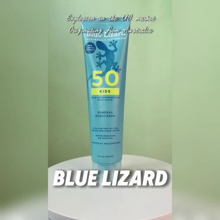 BLUE LIZARD Kids Mineral Sunscreen SPF 50 Lotion Tube 5oz, No White ...