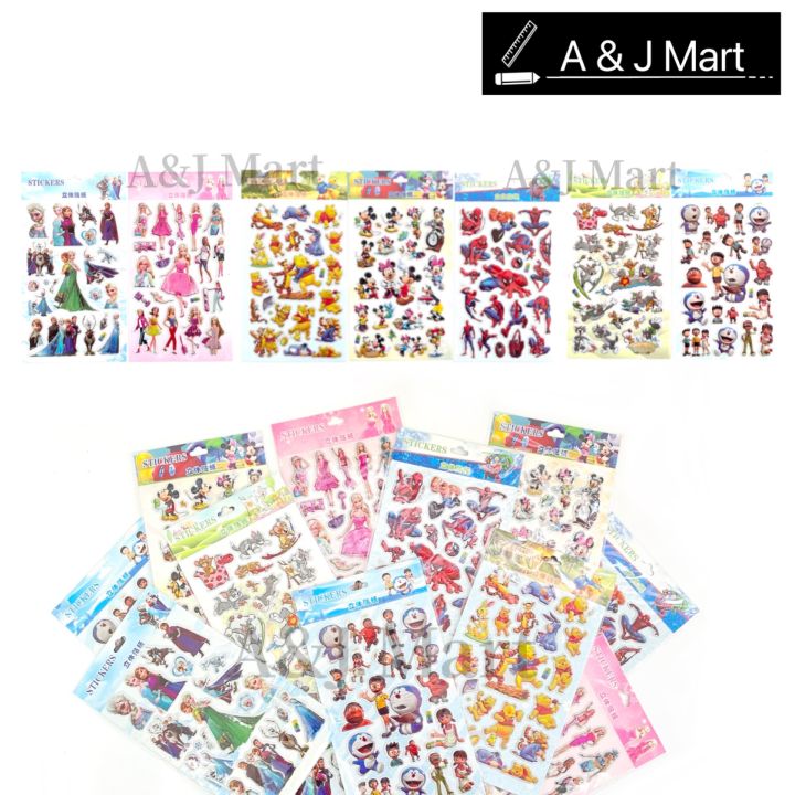 Cute Cartoon 3D Stickers/Frozen/ Doraemon/ Barbie/ Winnie the Pooh ...