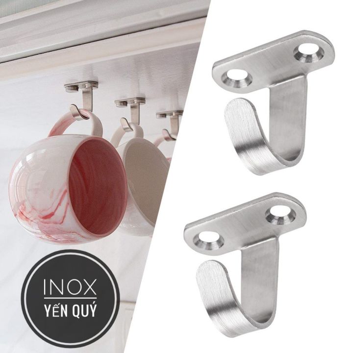 SET 10 MÓC TREO INOX BẮT NGƯỢC TRẦN - MÓC TREO INOX CHỮ J TIỆN LỢI ...