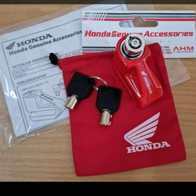 Gembok Motor Kunci Cakram Pengaman Anti Maling warna merah | Lazada ...