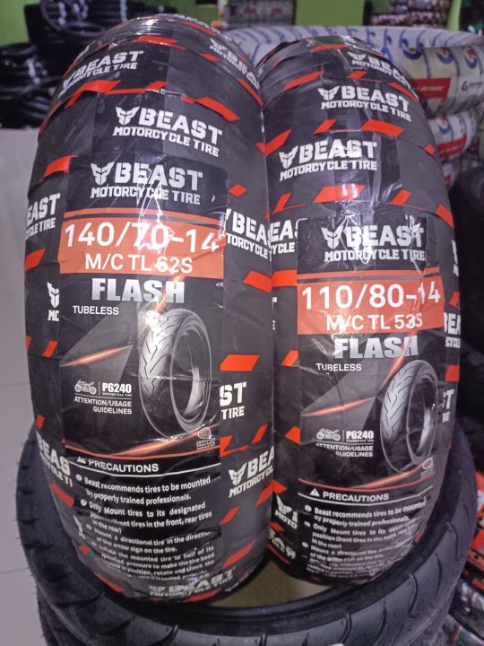 Beast Tire Flash P6240 for Aerox 140/70-14 and 110/80-14 with Free Pito ...