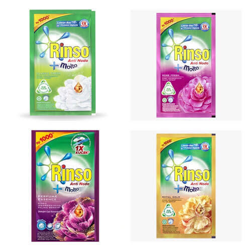 Rinso Molto Deterjen Cair Sachet 38 ml /Rinso Cair Sachet 1000an ...