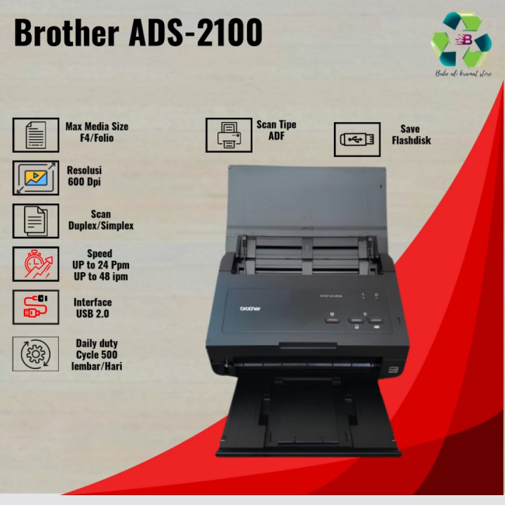 Scanner Brother ADS-2100 Folio High Speed 24 PPM Scan USB Support ...