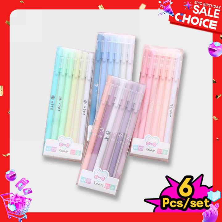 6 Pieces/set Signature Pen Simple Student Penel Pen Morandi Color ...